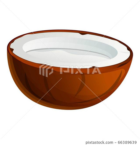 Half cutted coconut icon, cartoon style - Stock Illustration [66389639 ...