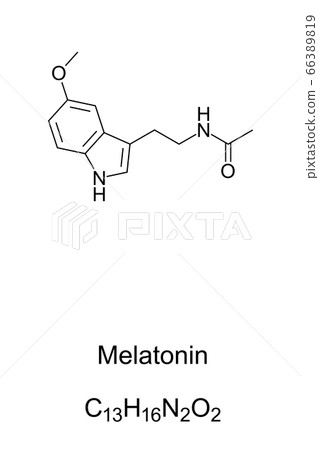 Melatonin, skeletal formula and molecular... - Stock Illustration ...