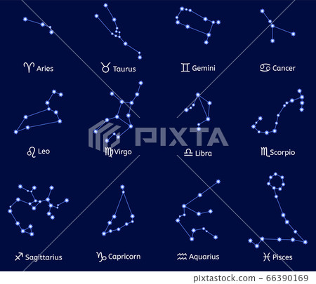 Sky constellation icons set, cartoon style - Stock Illustration [66390169] - PIXTA