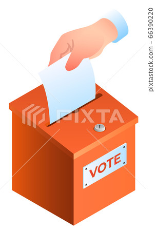 Hand puts ballot in the ballot box banner - Stock Illustration ...