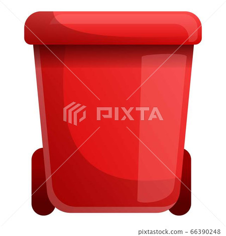 Red garbage bin icon, cartoon style - Stock Illustration [66390248] - PIXTA