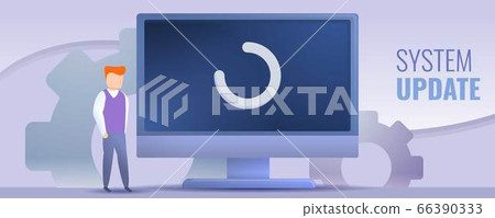 System update concept banner, cartoon style - Stock Illustration ...