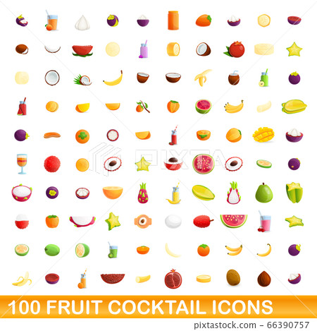 Fruit cocktail icons set, cartoon style - Stock Illustration [66390757 ...