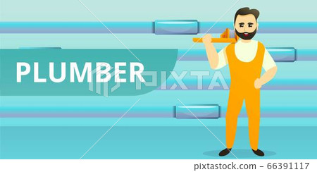 Plumber man concept banner, cartoon style - Stock Illustration ...