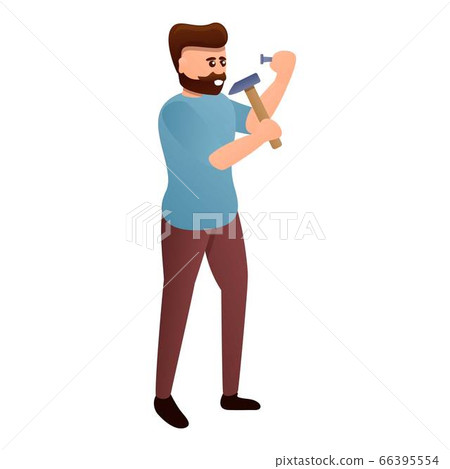 Man work with hammer icon, cartoon style - Stock Illustration [66395554 ...