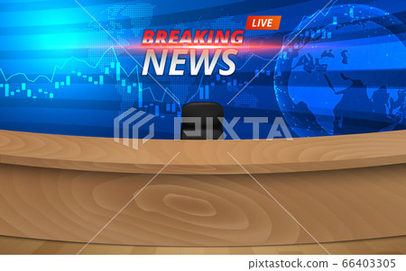 wooden table and breaking news on lcds... - Stock Illustration ...
