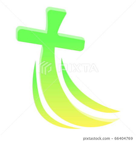 Green gradient cross icon, cartoon style - Stock Illustration [66404769 ...