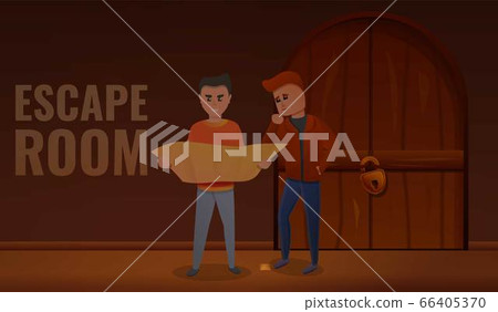 Boys escape room concept banner, cartoon style - Stock Illustration ...