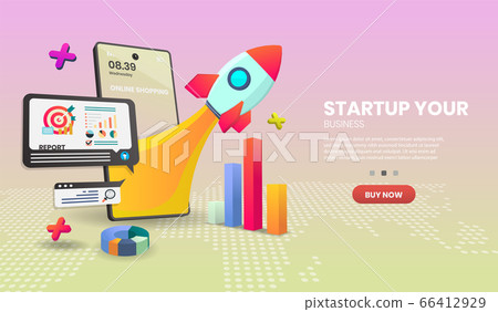 Startup vector concept on mobile application - Stock Illustration ...