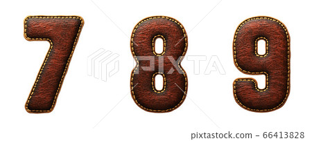 Set of numbers 7, 8, 9, made of leather. 3D... - Stock Illustration ...