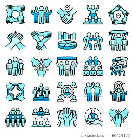 Cohesion icon set, outline style - Stock Illustration [66424303] - PIXTA