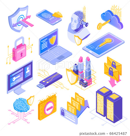 Cyber security Isometric Set - Stock Illustration [66425487] - PIXTA