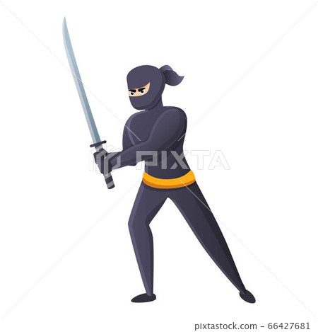 Black assassin ninja icon, cartoon style - Stock Illustration [66427681 ...
