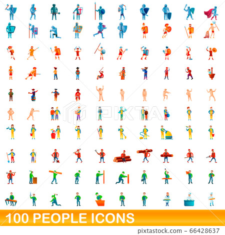 100 people icons set, cartoon style - Stock Illustration [66428637] - PIXTA