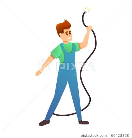 Lineman and wire icon, cartoon style - Stock Illustration [66428868 ...