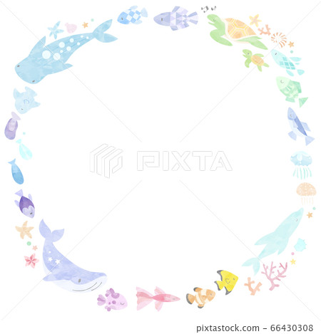 Round frame of sea creatures - Stock Illustration [66430308] - PIXTA