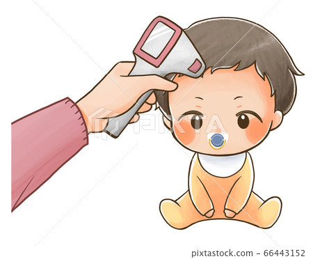 Illustration of a baby getting a temperature... - Stock Illustration ...