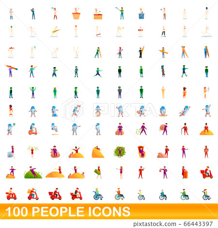 100 people icons set, cartoon style - Stock Illustration [66443397] - PIXTA