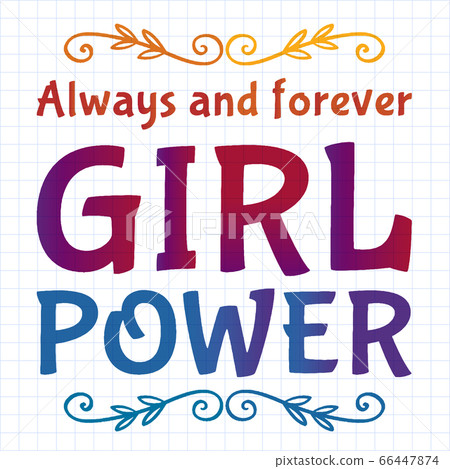Girl power text, feminism slogan. Black... - Stock Illustration ...