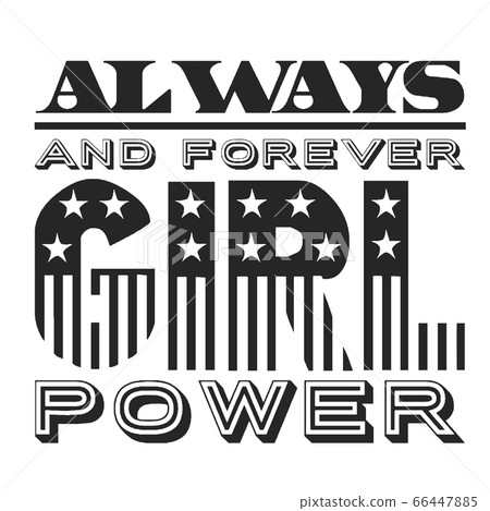 Girl power text, feminism slogan. Black... - Stock Illustration ...