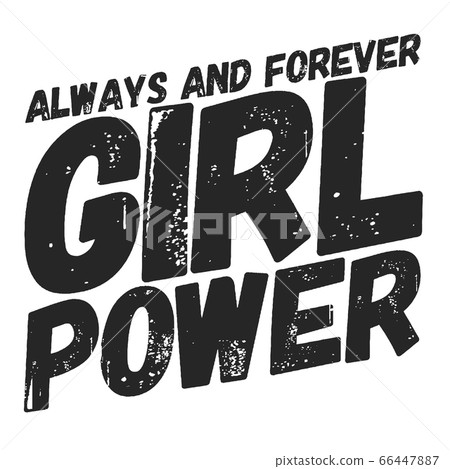 Girl power text, feminism slogan. Black... - Stock Illustration ...