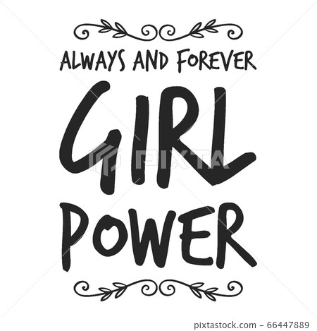 Girl power text, feminism slogan. Black... - Stock Illustration ...
