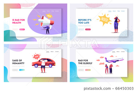 Noise Pollution Landing Page Template Set. Tiny... - Stock Illustration ...