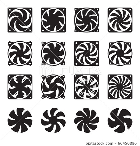 Computer fan icons. Black fan symbols isolated... - Stock Illustration ...