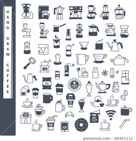 Hand draw coffee icon vector set. - Stock Illustration [66455112] - PIXTA