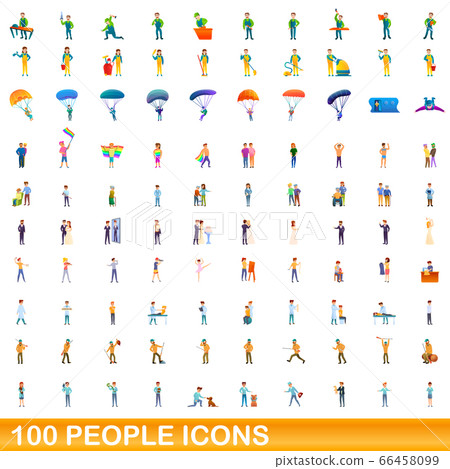100 people icons set, cartoon style-插圖素材 [66458099] - PIXTA圖庫