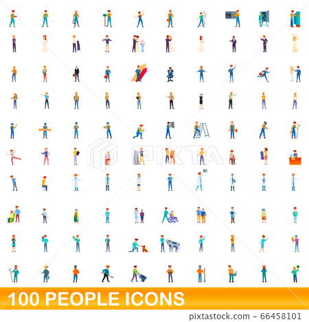 100 people icons set, cartoon style - Stock Illustration [66458101] - PIXTA