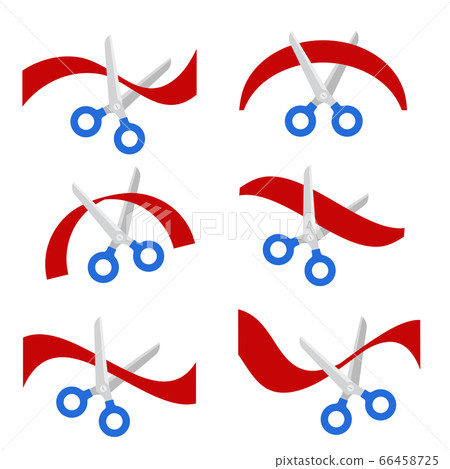 Set of open scissor and red tape different design - Stock Illustration ...