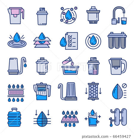 Filter water icons set, outline style - Stock Illustration [66459427 ...