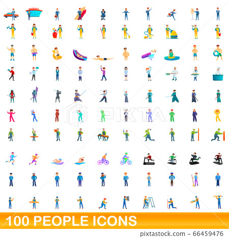 100 people icons set, cartoon style - Stock Illustration [66459476] - PIXTA