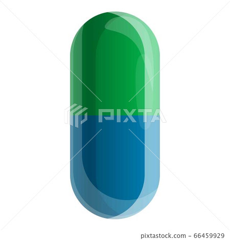 Green blue capsule icon, cartoon style - Stock Illustration [66459929 ...