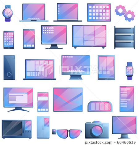 Operating system icons set, cartoon style-插圖素材 [66460639] - PIXTA圖庫