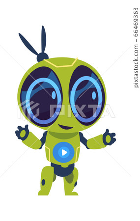 Friendly robot. Futuristic droid with friendly... - Stock Illustration ...