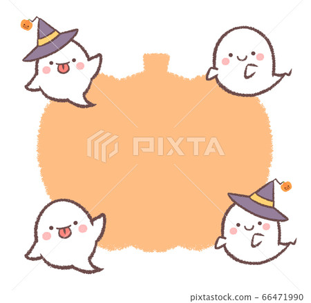 Halloween ghost and pumpkin silhouette frame - Stock Illustration ...