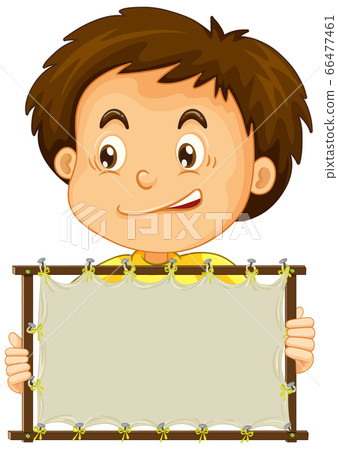 Blank sign template with cute boy on white - Stock Illustration ...