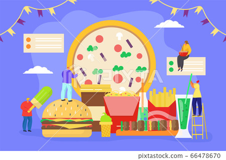 Street food cartoon concept, vector... - Stock Illustration [66478670 ...