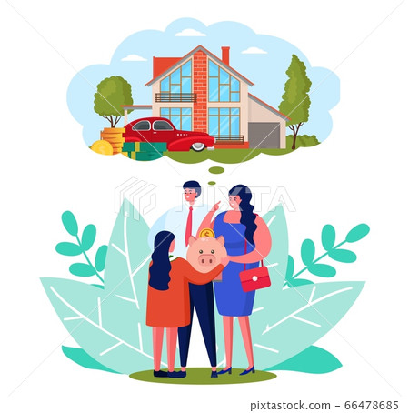 Family money saving, vector illustration.... - Stock Illustration ...