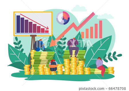 Financial crisis, economy down chart vector... - Stock Illustration ...