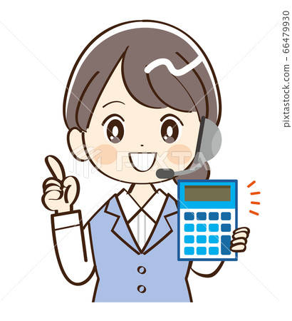 Woman, call center, calculator, description - Stock Illustration ...