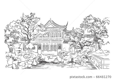 China hand drawing landmark 9 - Stock Illustration [66481270] - PIXTA