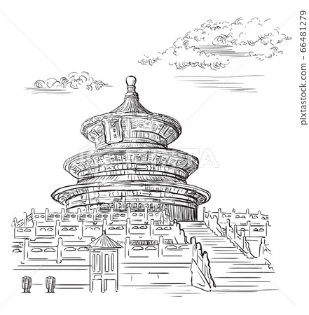 China hand drawing landmark 1 - Stock Illustration [66481279] - PIXTA