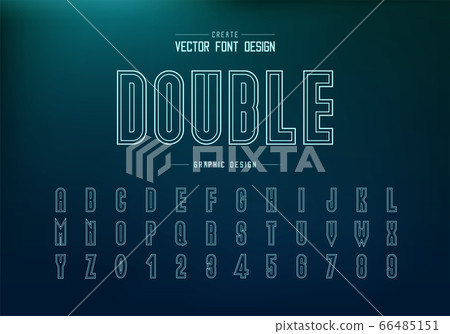 Double line font and blue alphabet vector, Tall... - Stock Illustration ...
