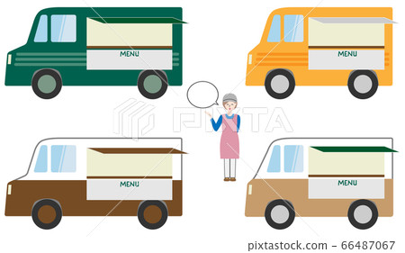 Kitchen car, catering car, mobile sales car set - Stock Illustration ...