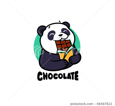 The logo Chocolate. Logotype panda eat chocolate. - Stock Illustration ...