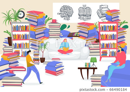 Student people get knowledge in creative... - Stock Illustration ...