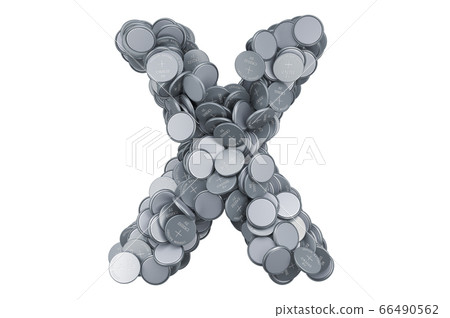 Letter X from button cells, 3D rendering - Stock Illustration [66490562 ...